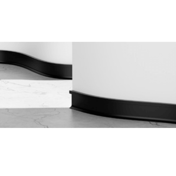 Rodape Invertido em Aluminio com borda 30x15x3000mm Cor Preto Big Obra ...