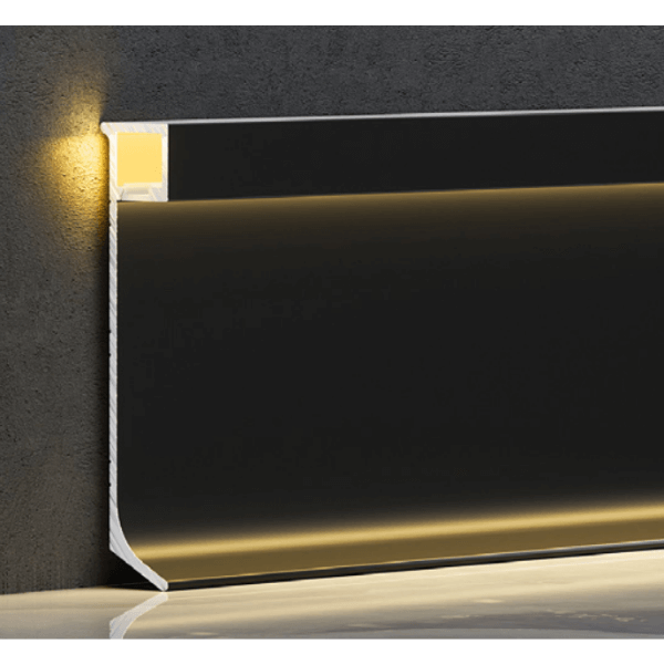 Rodape Invertido em Aluminio com borda e nicho pra Fita LED ...